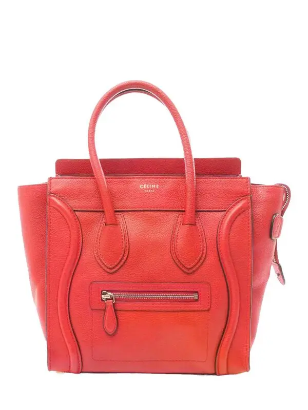 Celine 2011 Micro Leather Luggage Tote Bag - Red