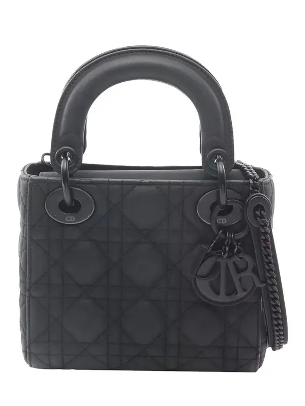 Dior 2010-2026 Mini Ultra Matte Calfskin Cannage Lady Satchel - Black