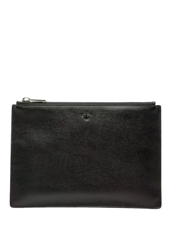 Dior 2018 Leather Bee Zip Top Pouch - Black