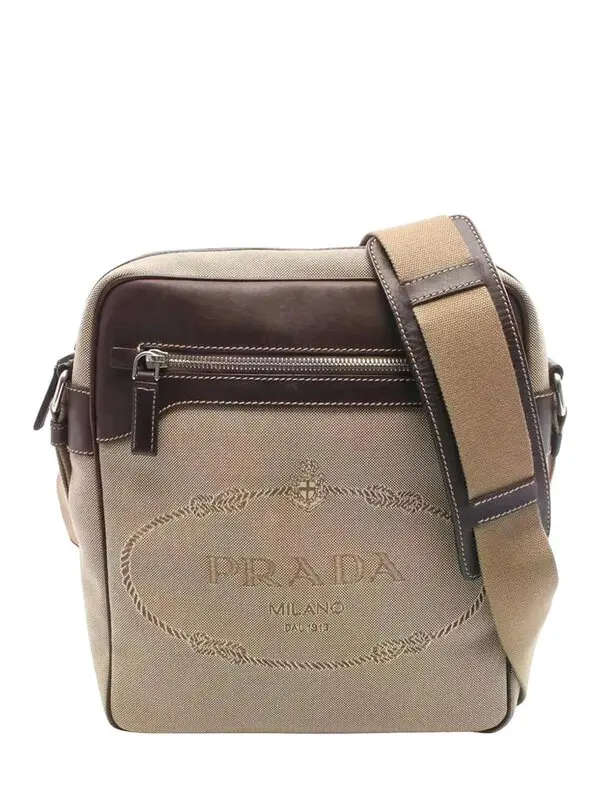 Prada 2010-2026 Canapa Logo Jacquard Crossbody Bag - Brown