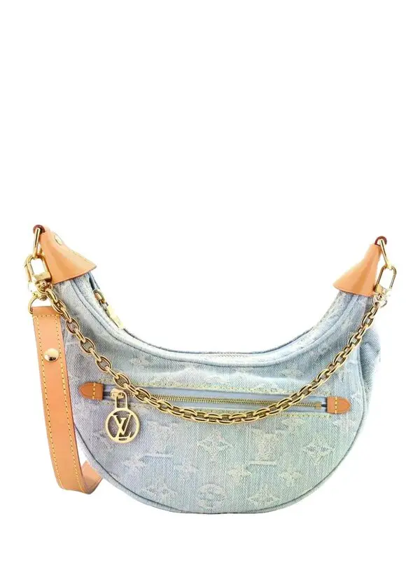 LOUIS VUITTON Loop Handbag Monogram Denim Hobo Bag - Blue