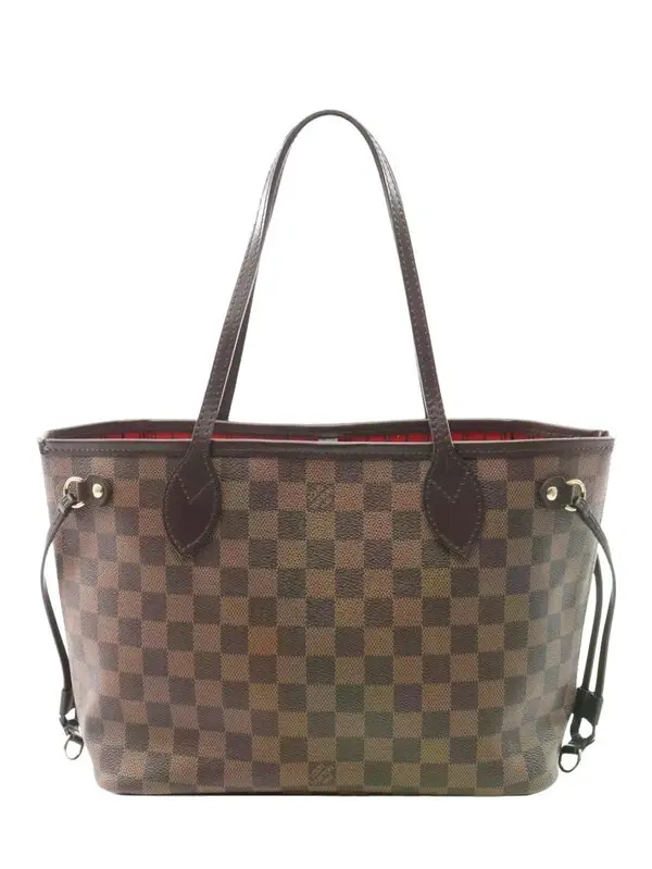 LOUIS VUITTON 1990-2010 Damier Ebene Neverfull Pm Tote Bag - Brown
