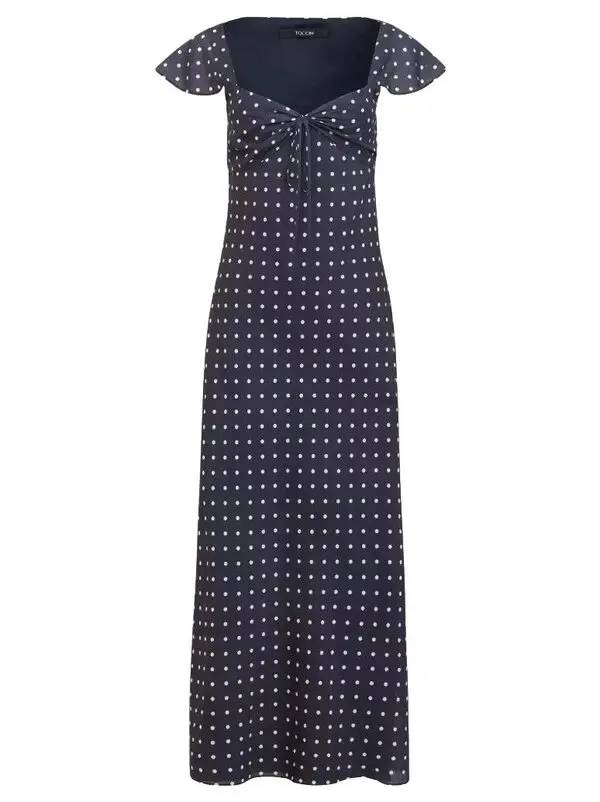 TOCCIN Marcella Polka-dot Slip Midi Dress - Blue