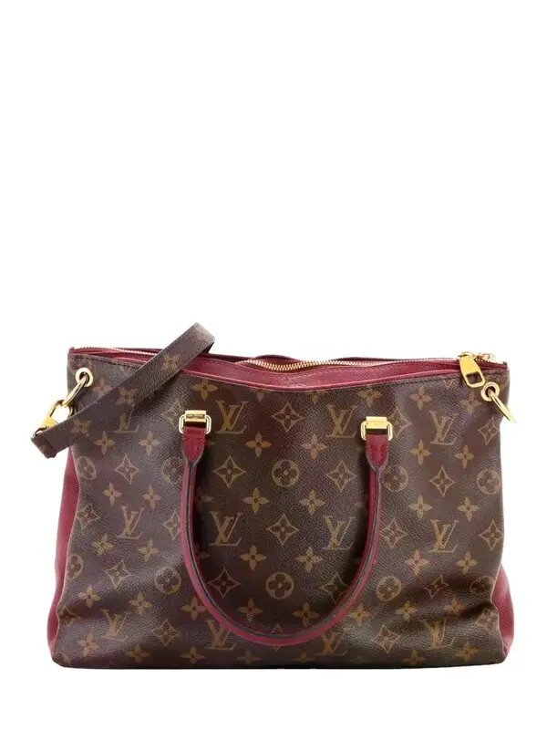 LOUIS VUITTON Pallas Tote Monogram Canvas With Leather Shoulder Bag - Brown