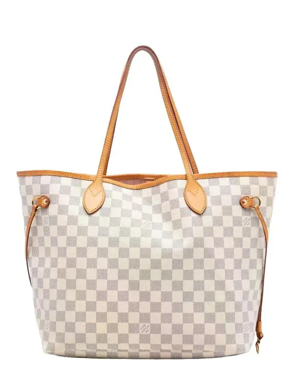 LOUIS VUITTON 2018 Damier Azur Neverfull Mm Tote Bag - White
