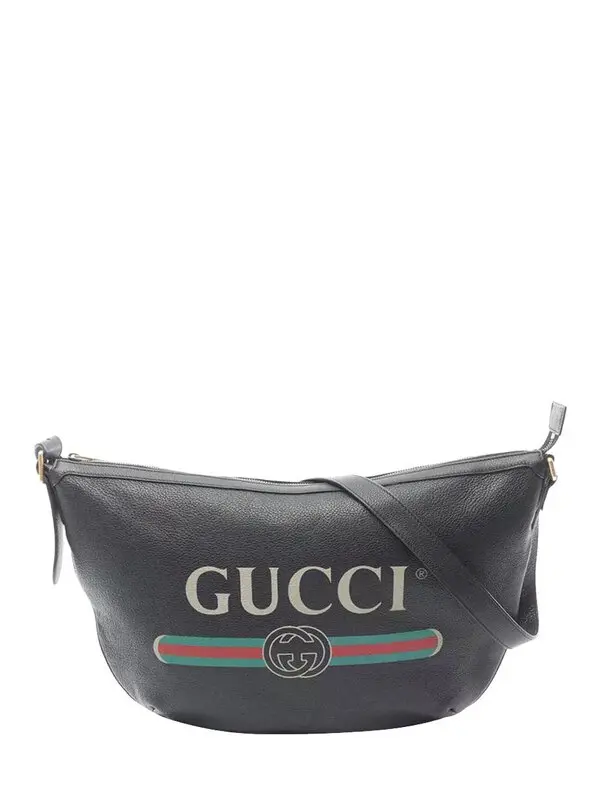 Gucci 2016-2026 Logo Half Moon Shoulder Bag - Black
