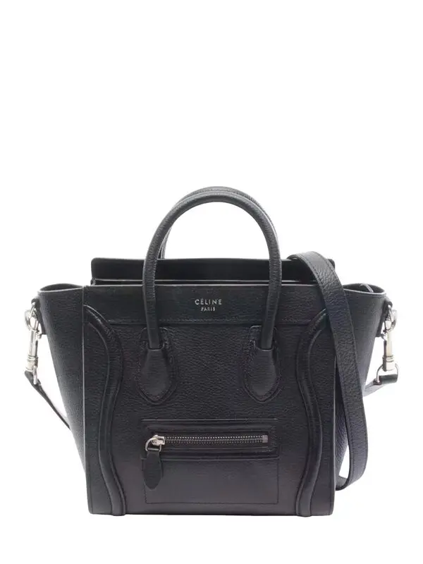 Celine 2010-2026 Nano Leather Luggage Tote Satchel - Black