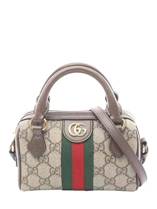 Gucci Mini Gg Supreme Ophidia Boston Satchel - Brown