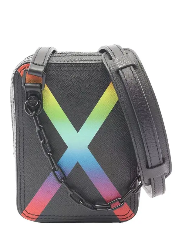 LOUIS VUITTON 2017 Taiga Rainbow Danube Crossbody Bag - Black