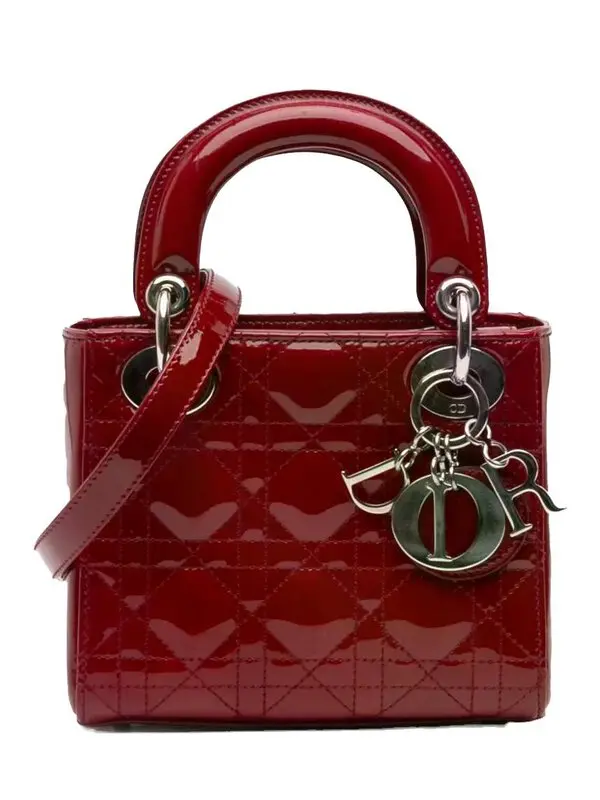 Dior 2014 Mini Patent Cannage Lady Satchel - Red