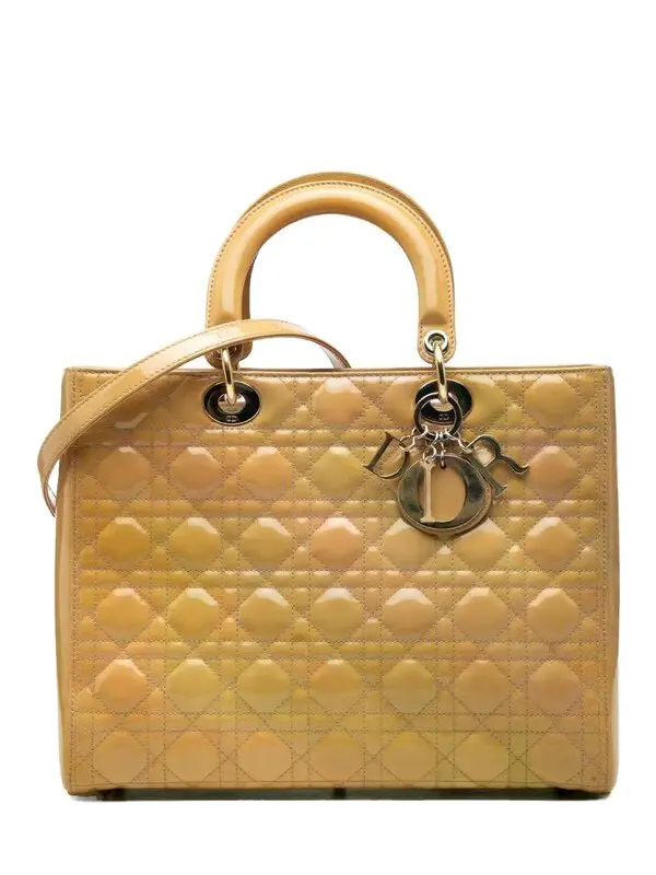 Dior 2012 Large Patent Cannage Lady Satchel - Brown