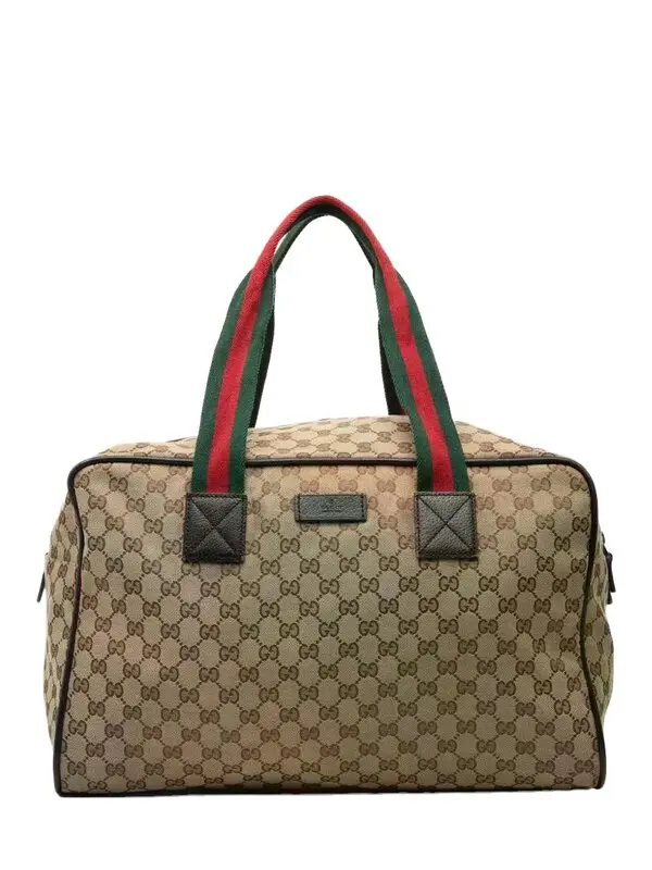 Gucci Gg Canvas Web Duffle Bag - Brown