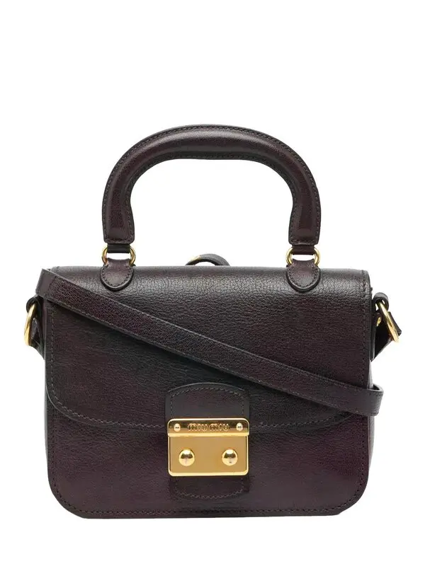 Miu Miu 2010-2025 Bicolor Goatskin Madras Satchel - Purple