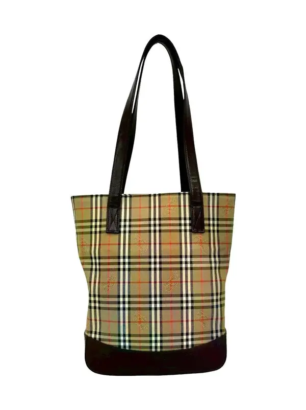 Burberry Haymarket Check Canvas Tote Bag - Brown