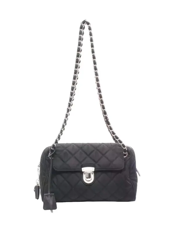 Prada 2010-2026 Tessuto Impuntu Pattina Quilted Nylon Shoulder Bag - Black