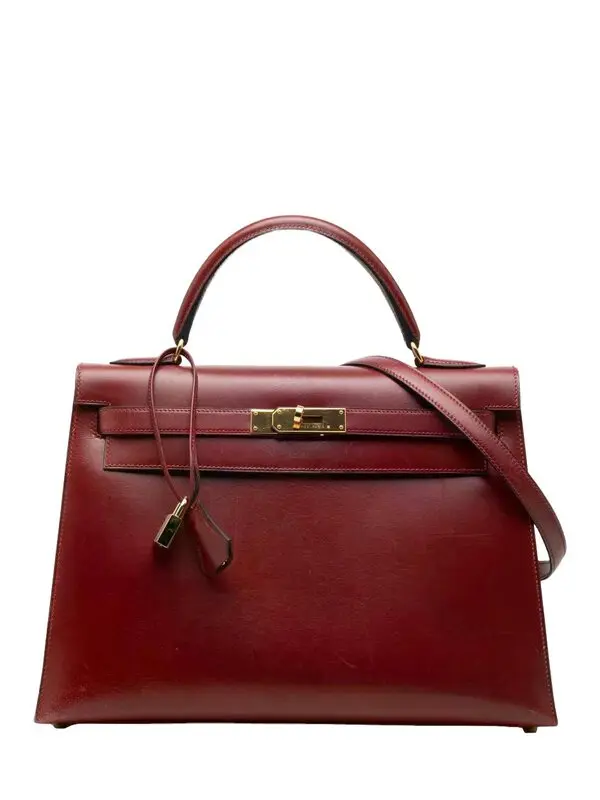 Hermès 1999 Box Calf Kelly Retourne 32 Satchel - Red