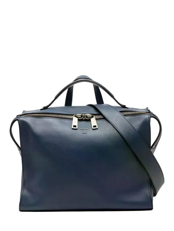 Fendi Leather Briefcase Business Bag - Blue