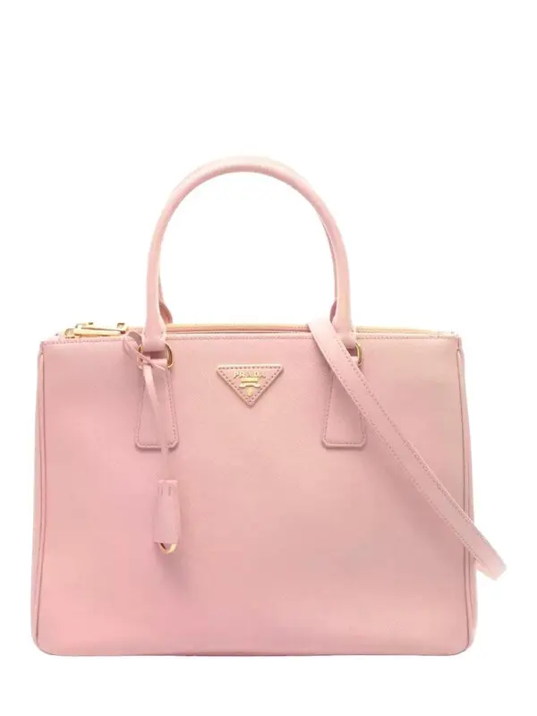 Prada 2010-2026 Large Saffiano Lux Galleria Double Zip Tote Satchel - Pink