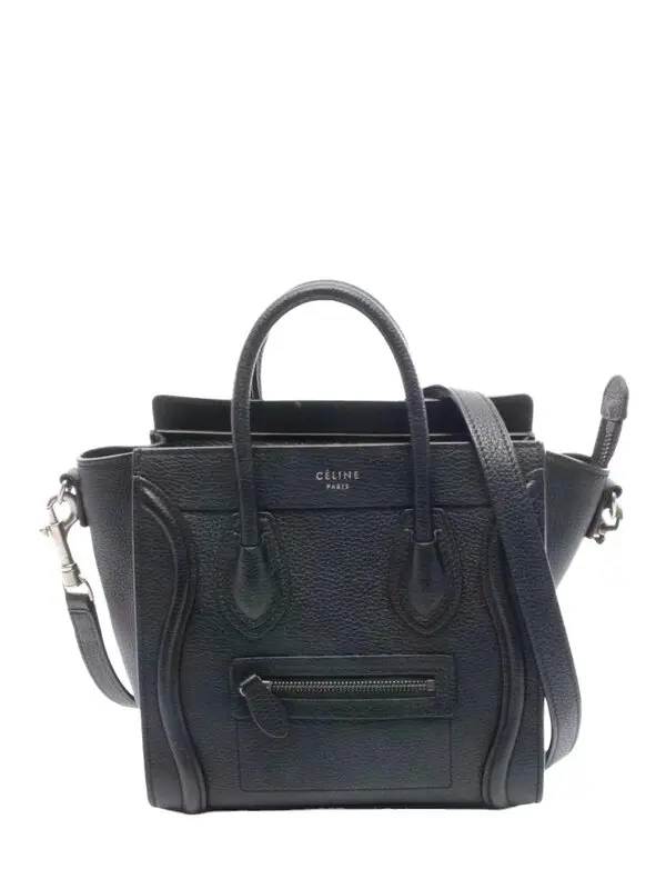 Celine 2010-2026 Nano Leather Luggage Tote Satchel - Black