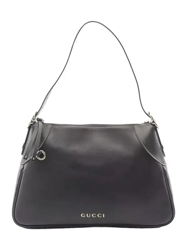 Gucci 2016-2026 Medium Gg Emblem Leather Shoulder Bag - Black