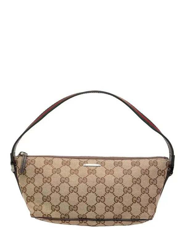 Gucci Gg Canvas Web Boat Shoulder Bag - Brown