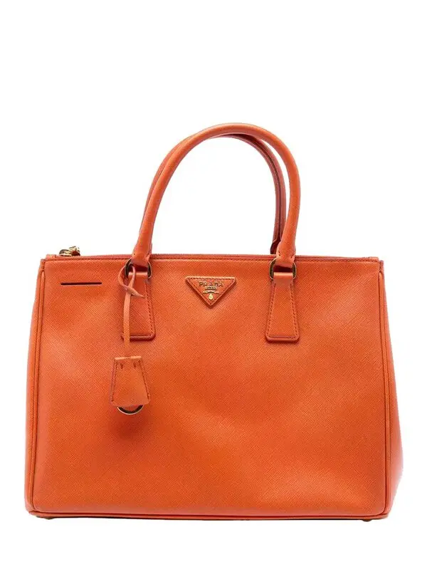 Prada Saffiano Lux Galleria Double Zip Satchel - Orange