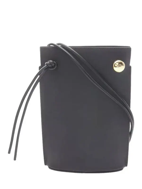 Loewe 2010-2026 Smooth Calfskin Pebble Pouch Crossbody Bag - Black