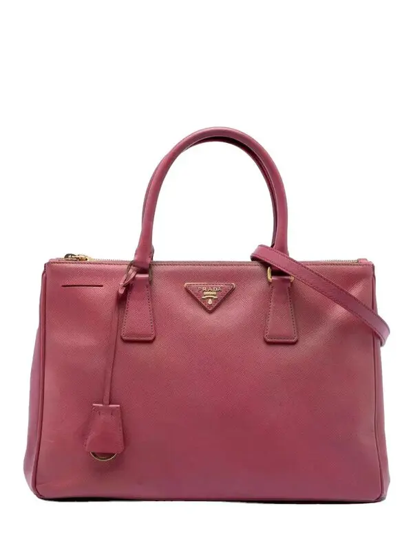 Prada Medium Saffiano Lux Galleria Double Zip Satchel - Pink
