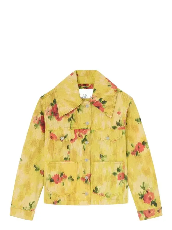 GANNI Floral-print Button Jacket - Yellow