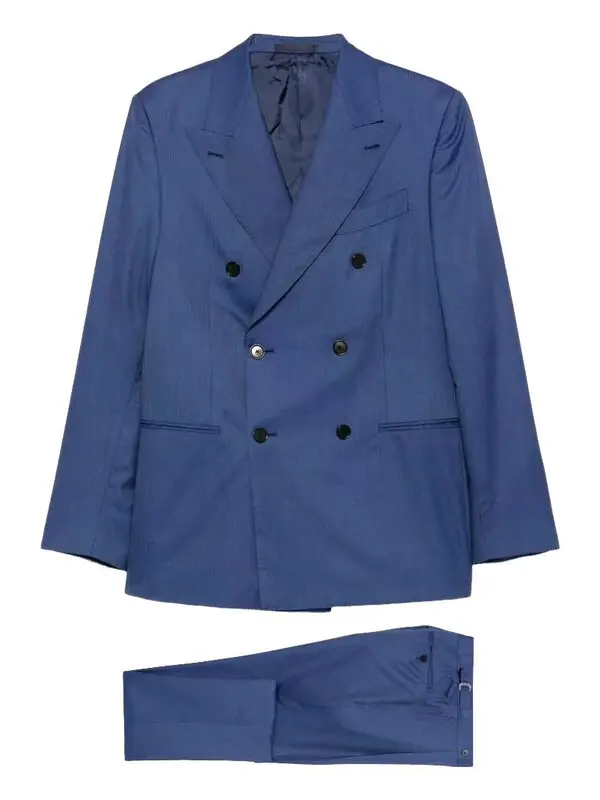Caruso Double-breasted Suit - Blue