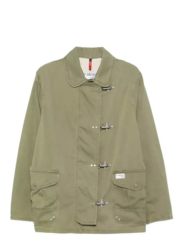 FAY Toggle Fastening Cotton Coat - Green