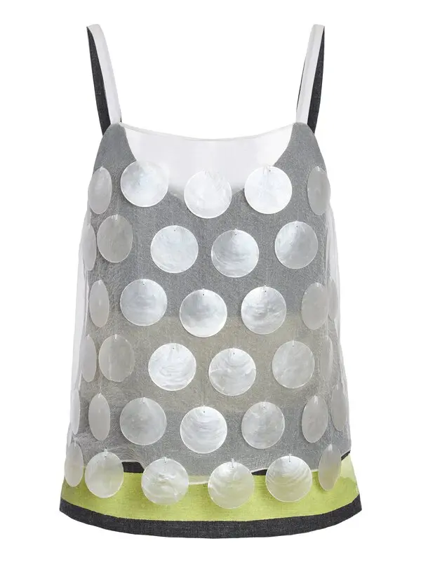 Marni Polka Dot Embellished Top - Silver
