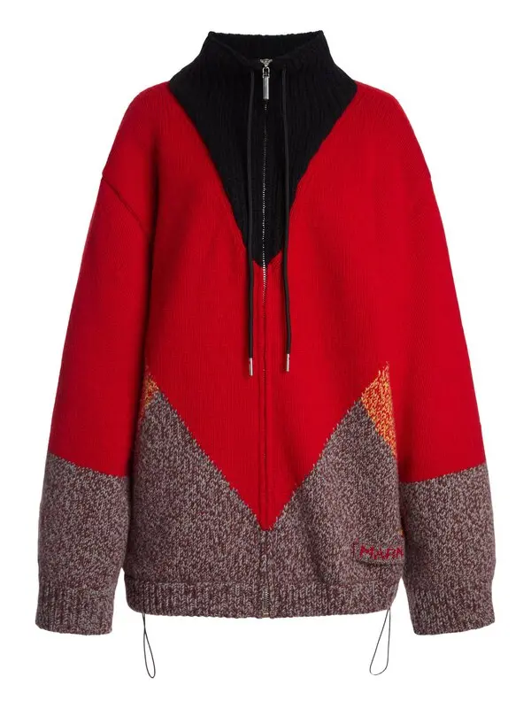 Marni Colorblocked Wool-cashmere Jacket - Red