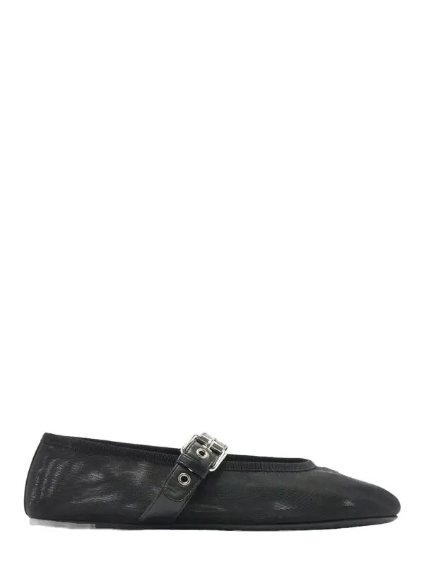 Miu Miu Buckle-strap Mesh Ballet Flats - Black