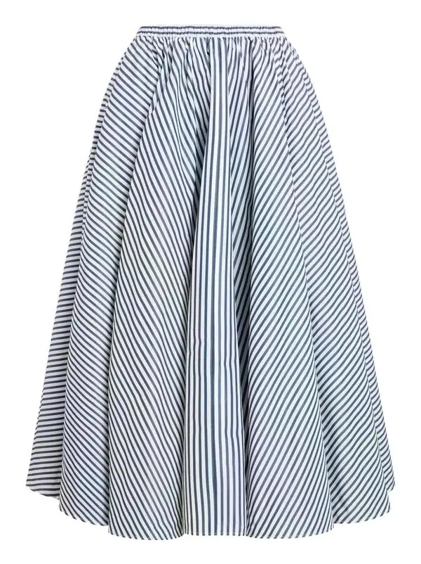 PATOU Elasticated-waist Striped Midi Skirt - Blue