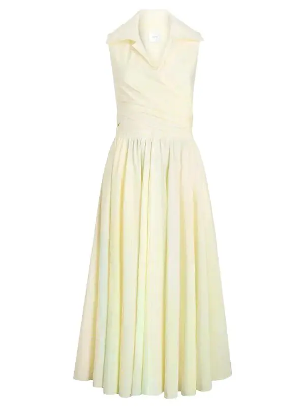 PATOU Draped Striped Midi Dress - Yellow