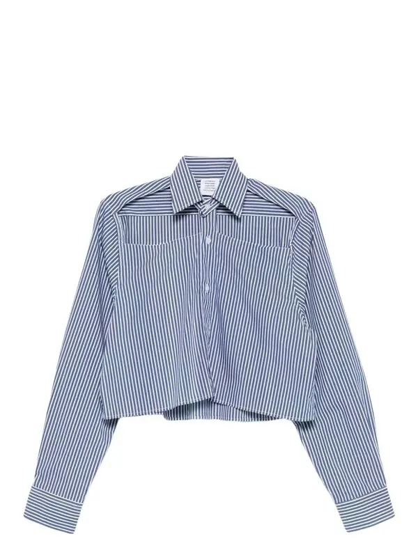 Vetements Striped Cropped Shirt - Blue