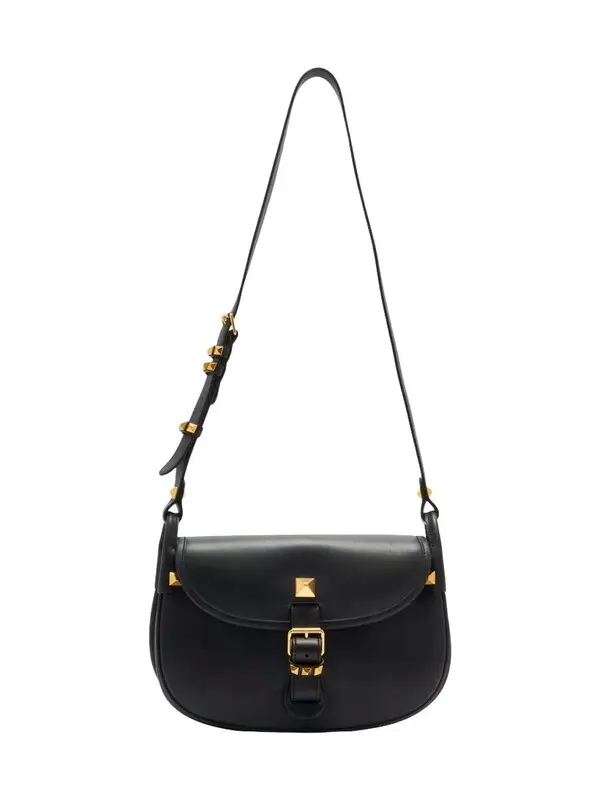 Valentino Garavani Rockstud Buckle Leather Satchel - Black