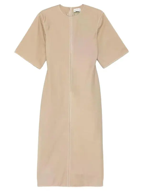 Ami Topstitch Dress - Neutrals