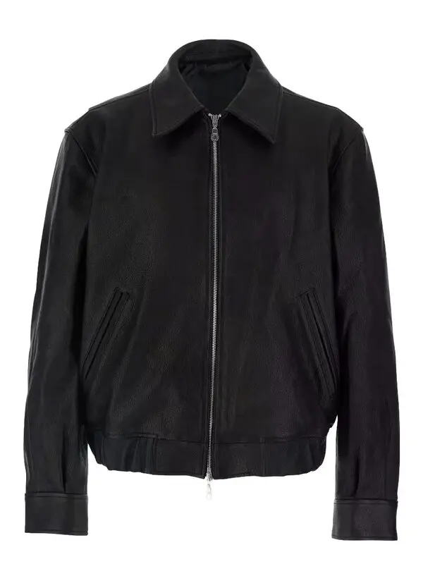 COOR Zip-up Leather Jacket - Black