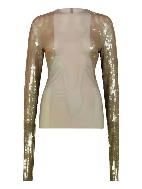 Rick Owens Sequin Long-sleeve Top - Gold