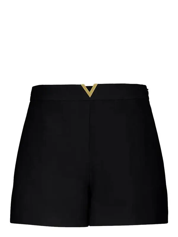 Valentino Garavani Logo-detail Crepe-couture Shorts - Black