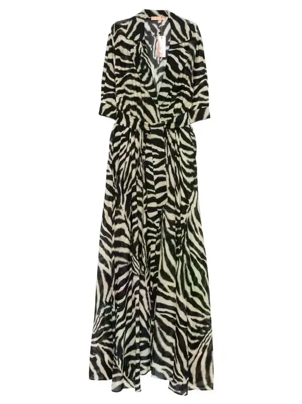 Ermanno Scervino Zebra-print Maxi Shirt Dress - Neutrals