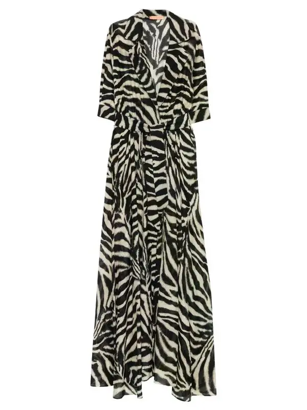 Ermanno Scervino Zebra-print Maxi Shirt Dress - Neutrals