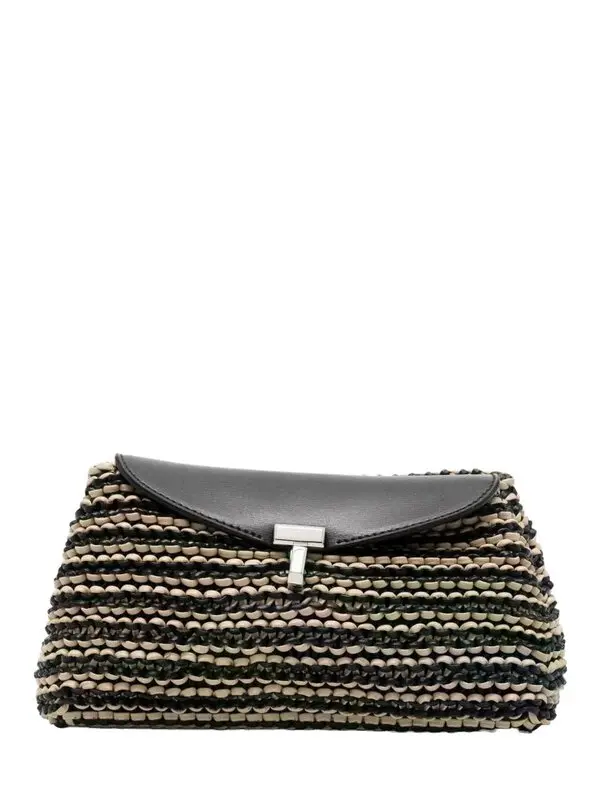 TOTEME Woven-leather T-lock Clutch - Black