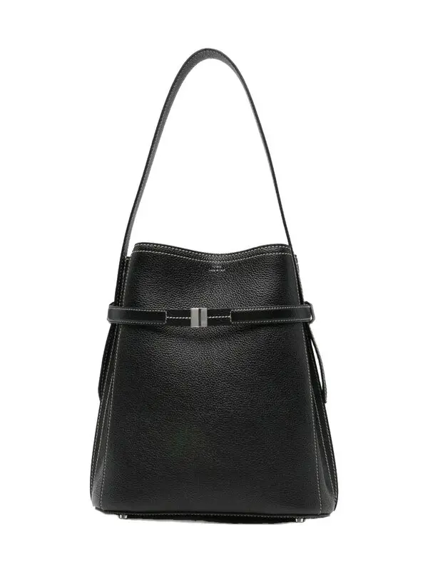 TOTEME Grained Leather Bucket Bag - Black