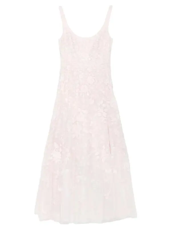 NEEDLE & THREAD Floral-embroidered A-line Dress - Pink