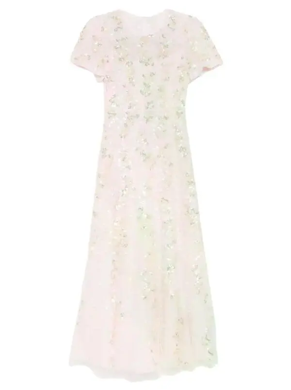 NEEDLE & THREAD All-over Sequin Embellishment Dress - Pink