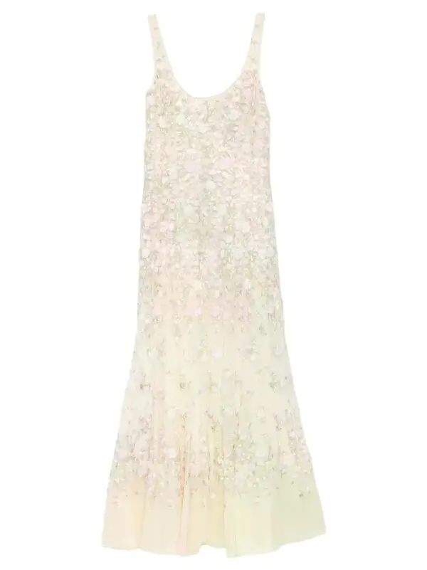NEEDLE & THREAD Floral-embroidered Dress - Neutrals