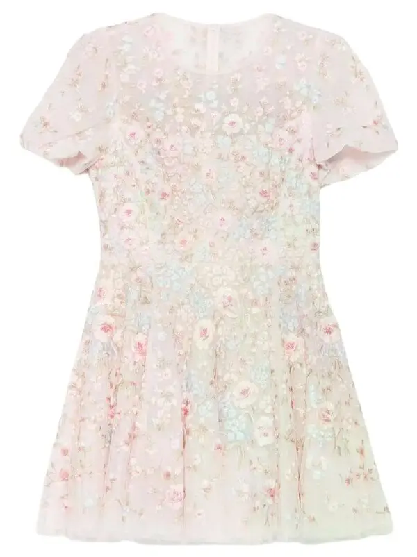 NEEDLE & THREAD Floral Embroidered Tulle Dress - Pink